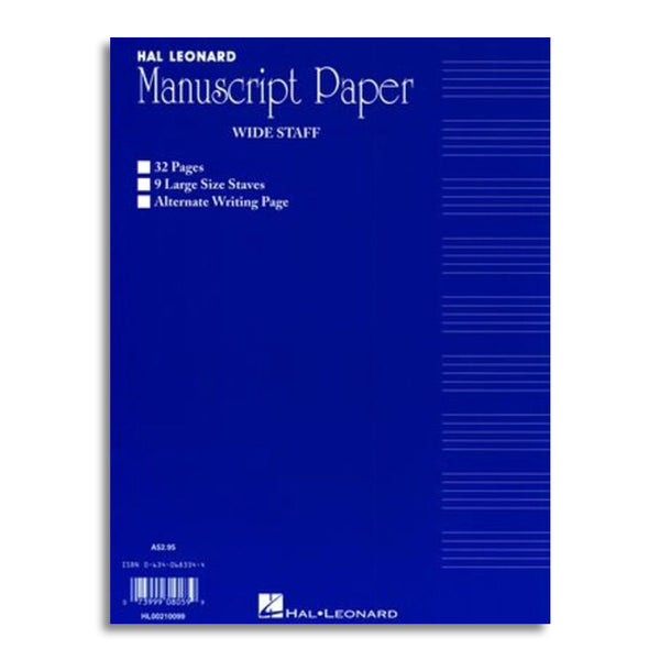 Wide Staff Manuscript 32PG Blue 9 Stave Interleaved